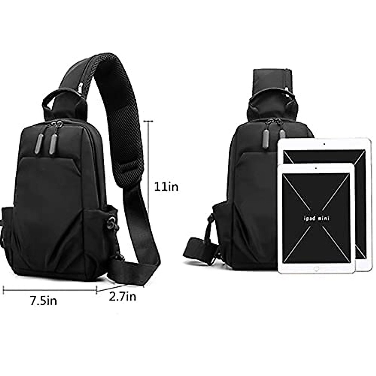 SISLNI Sling Bag Crossbody Backpack Travel Slim Shoulder Sling Backpack Chest Bag Lightweight Small Black Sling Crossbody Backpack Shoulder Bag for Men Women