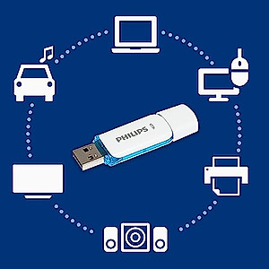 PHILIPS 16GB Flash Drive, Snow Edition USB 2.0 - White/Blue - 3-Pack