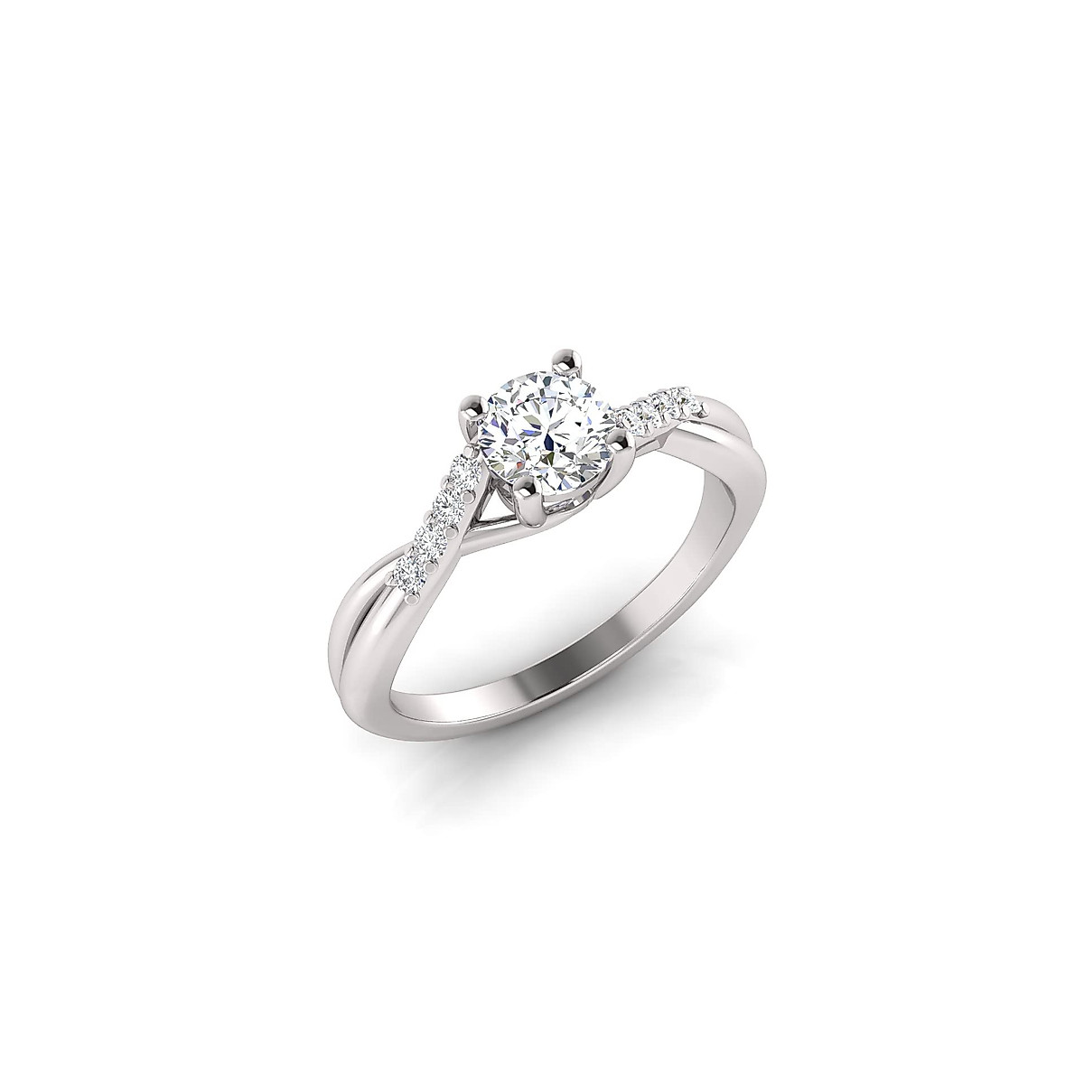 1.00 Carat TW Women's Moissanite and Natural Diamonds Engagement Ring in 10k White Gold, Size 7