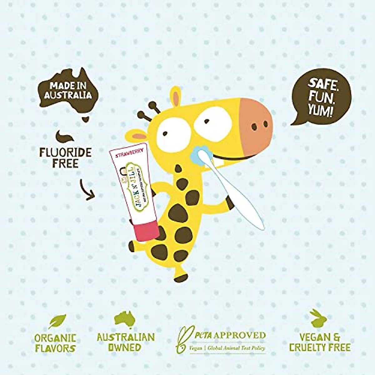 Jack N' Jill Natural Kids Toothpaste - Flavor Free - Organic, Gluten Free, Vegan, BPA Free, Fluoride Free, SLS Free, Dairy Free - Make Toothbrushing Fun for Kids - 1.76 oz (Pack of 1)