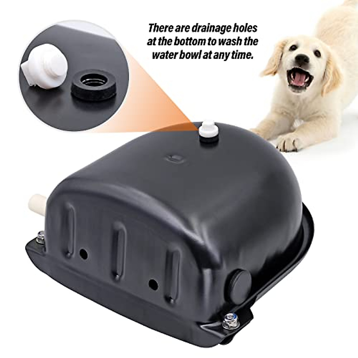 KHEARPSL Automatic Dog Water Bowl with Float Valve, Stainless Steel Water Trough, Automatic Waterer for Livestock Dog Horse Cattle Chicken Pig Goat (Black)