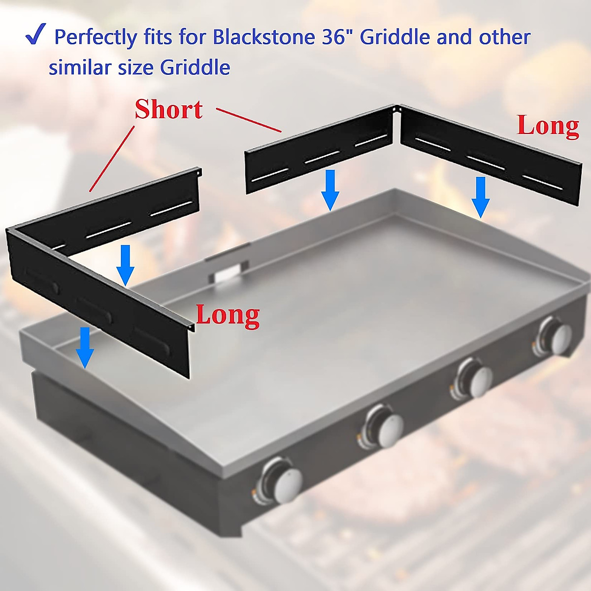 GasSaf Wind Guard Fits for 5015 Blackstone 36" Griddle and Other Griddle, Black Wind Screen