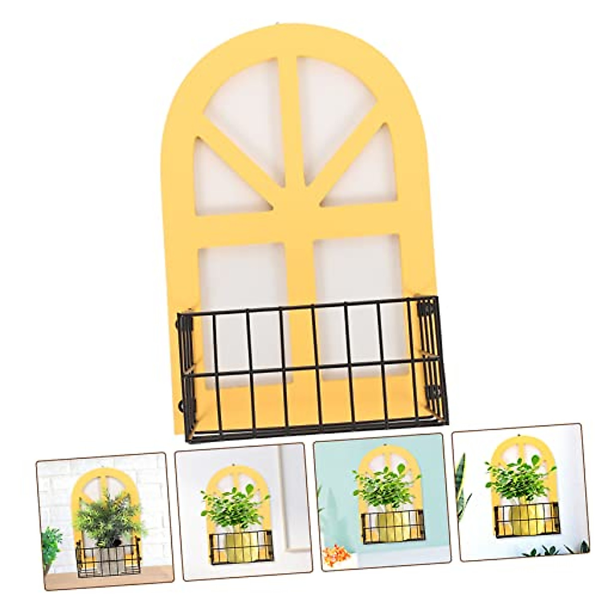 HOMSFOU Holder Design Storage Caddy Bin Wall Bathroom Wire Pot Shampoo Kitchen Home Versatile Hanging Action Farmhouse Rack Shelves Yellow Iron Simple Shelf Floating Multi-functional