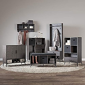 RiverRidge Home Woodbury Collection Storage Cabinet with Cubbies and Veggie 2pc Bin-Black, Weathered