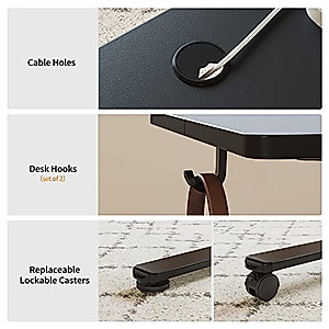 Cubiker 40 x 24 Inch Standing Desk, Stand up Height Adjustable Home Office Electric Table, Sit Stand Desk with Splice Board, Black Frame & Black Desktop