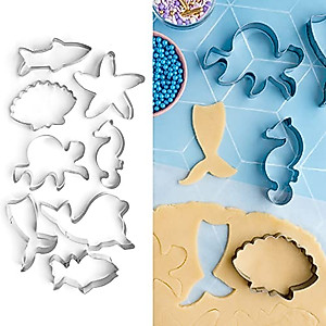 Cookie Cutter Kingdom, Mermaid Sea Themed Cookie Cutter Set, 8 Piece Set, Cookie Cutters Shape, Biscuit Fondant Cutters for Party Decorations (Mermaid - 8 Pack)