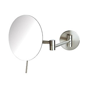 SHARPER IMAGE Jerdon 7.75-Inch Wall Mount Mirror - Makeup Mirror with 5X Magnification & 14-inch Wall Extension - Nickel Finish Round Personal Mirror - Model JRT685N