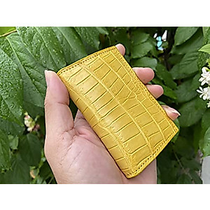 Double side Yellow Crocodile Alligator leather skin Credit Cardholder, leather credit cardcase, leather creditcard cover