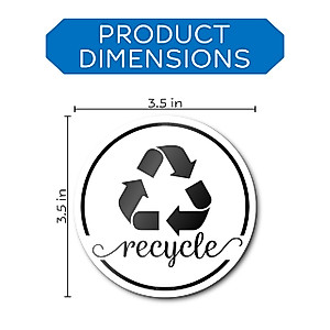 Elegant Recycling Stickers for Trash Can, 3.5" Trash and Recycle Stickers, Laminated Recycle Stickers for Trash Bins, Recycle Sticker for Kitchen Trash Cans Recycling Bin Combo, Rustic White Decals