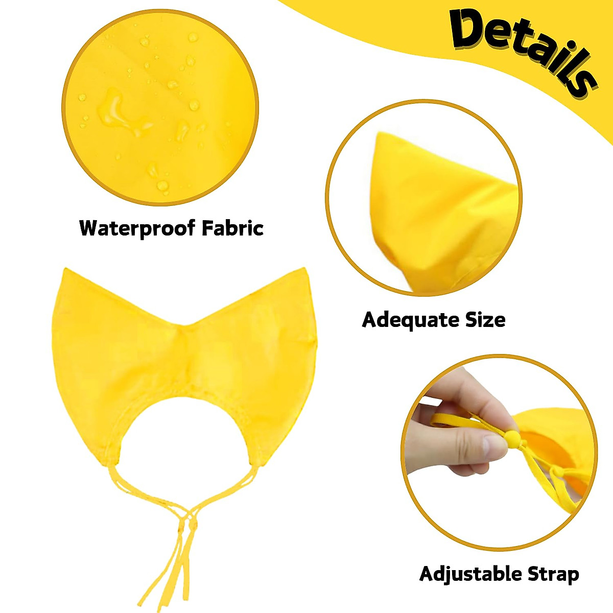 Pet Shower Cap - Waterproof Shower Caps for Sphynx Reusable Cats Ear Protection Bath Cap with Adjustable Strap Ear Covers for House Cats Small Dogs Puppy Pet Grooming Accessories (Yellow)