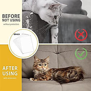 U-LIAN 12 Pack Anti Scratch Furniture Protector Couch Protector for Cats Couch Corner Scratch Furniture Protector Cat Tape Gift Scratching Deterrent Plastic Covers for Sofa Training 17" L x 12" W