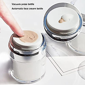 Roiper Cream Jar Vacuum Bottle, Makeup Lotion Travel Container Push Down Pump Dispenser, 15/30/50 ML Refillable Portable Airless Pump Bottles