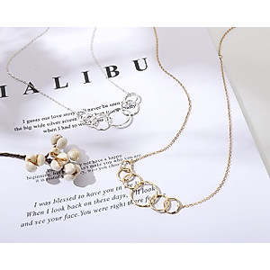 HOPE LOVE SHINE 60th Birthday Gift for Women, Mom, Wife, Sister - 60th Birthday Necklace, Jewelry 17+2", Sterling Silver, 6 Interlocking Rings