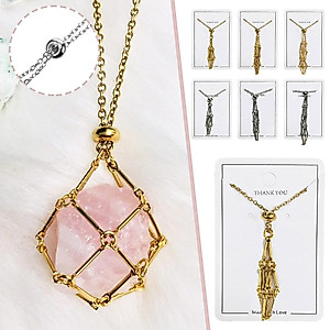 Crystal Stone Holder Necklace, Adjustable Crystal Cage Necklace, Adjustable Metal Net Necklace, Crystal Stone Chain Mesh Pendant Necklace, Punk Style Jewelry Accessories Gifts