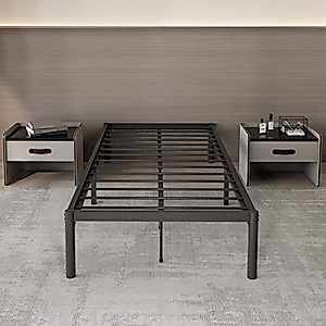 Noillats Metal Platform Twin Bed Frame, 14" Reinforced Platform Bed Frame, No Box Spring Needed, Metal Bed Frame with Storage