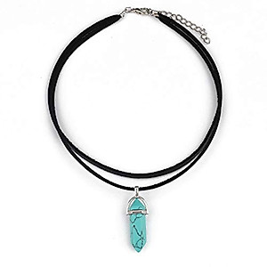 Kercisbeauty Black Wrap Velvet Choker with Green Gemstones Healing Stones Women Girls Everyday Boho Necklace Gift Her Jewelry Hippie Crystal