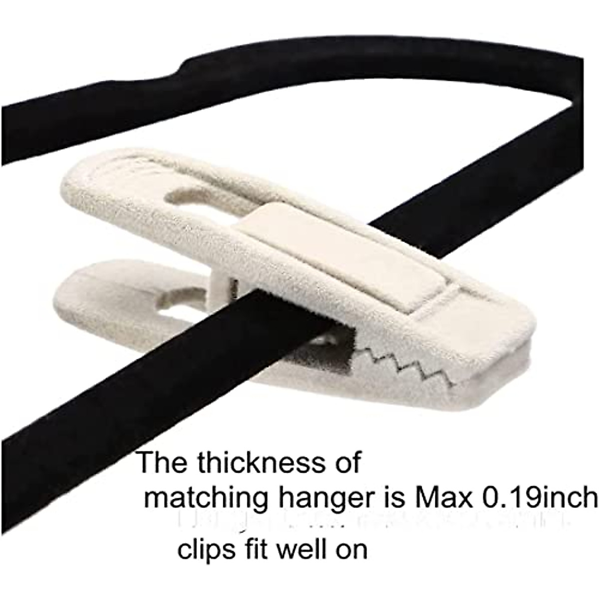 Ivory Velvet Standard Hanger (Pack of 50) with Velvet Hanger Clips Beige(Pack of 6)-Heavyduty No.Slip No.Hanger Marks-Premium Soft Velvet for Hangers and Clips