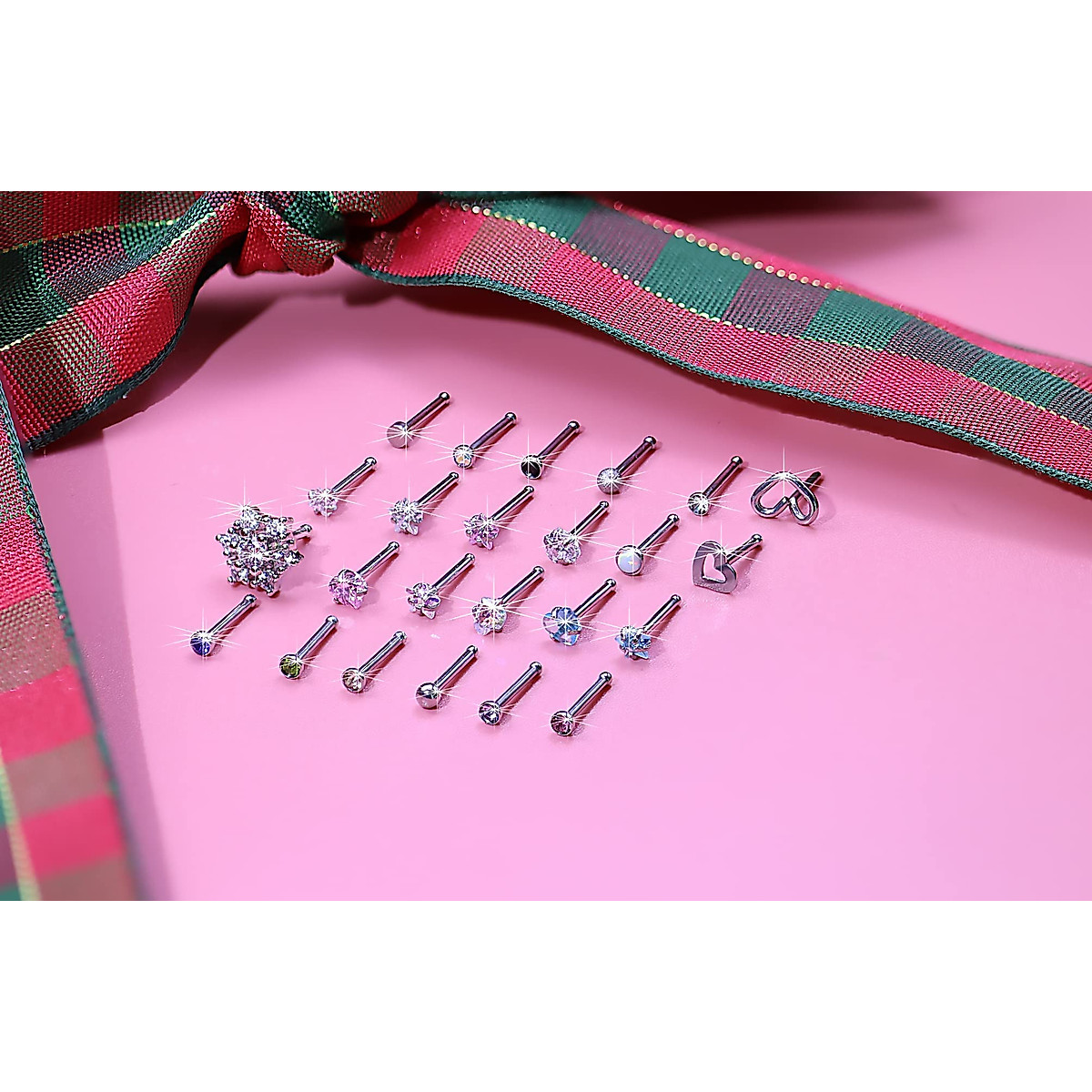 Prjndjw 44pcs 18G 20G Nose Rings Studs Nose Rings for Women Nose Piercings Jewelry Surgical Stainless Steel Straight Nose Studs Moon Star Heart Butterfly Hypoallergenic for Men