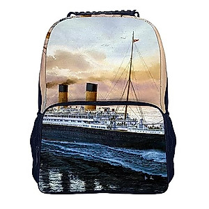 Retro Titanic Famous Old Historic Laptop Backpack Lightweight 16 Inch Travel Backpack Shoulder Bag Daypack for Men Women