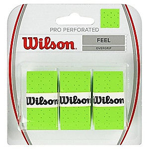 WILSON Pro Overgrip Perforated 3 Pack - Tennis - Badminton - Squash (Green)