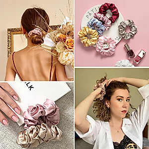 LILYSILK Silk Hair Scrunchies / Ties for Frizz & Breakage Prevention, 100% Mulberry, No Damage, Elastic ponytail Holders, 1Pc, Coffee
