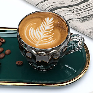 QAPPDA Glass Coffee Mugs,6 OZ Vintage Glass Coffee Cups with Handle,Clear Espresso Mugs Tea Cups with Handle,Cafe Latte Drinking Glassware Cups for Juice,Cappuccino,Milk,Set of 12