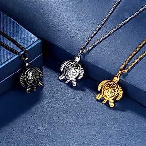 beautlace Turtle Necklaces Celtic Knot Pendant Black Gun Plated Animals Pendant Necklace Jewelry Gifts for Men and Women KP0063K