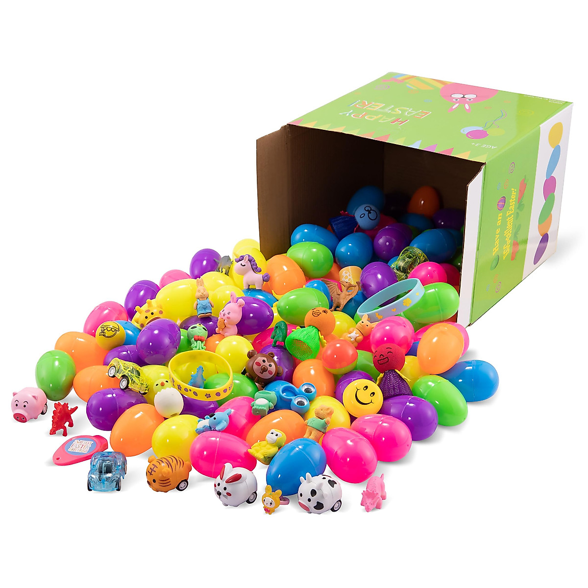 KASU 100 Pcs Prefilled Easter Eggs with Toys Inside Premium for Easter Theme Party Favor, Easter Eggs Hunt, Easter Basket Stuffers/Fillers, Classroom Prize Supplies