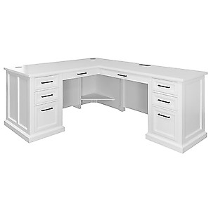 Modern Wood L-Desk & Return Writing Table & Return Office White