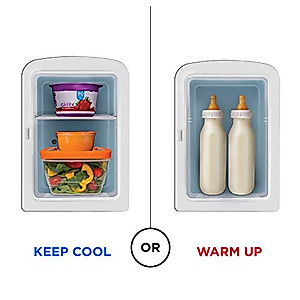 Chefman Portable Mirrored Personal Fridge, 4 Liter Mini Refrigerator, Skin Care, Makeup Storage, Beauty, Serums And Face Masks, Small For Desktop Or Travel, Cool & Heat, Cosmetic Application