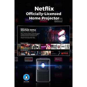 Mini Projector, Emotn N1 Netflix Officially-Licensed Portable Projector, Native 1080P Movie Projector with 5G Wi-Fi and Bluetooth 5.0, Autofocus Auto Keystone, 120" Picture, Dolby Audio Speaker, Grey