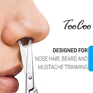 TooCoo Stainless Steel Dog Grooming Scissors Eyebrow Grooming Scissors Mustache Scissors Manual Nose Hair Scissors, Rounded Eyebrows Facial Hair Scissors (Scissors[2 Pack])