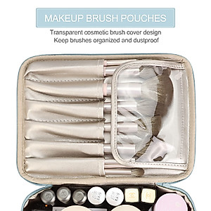 Pocmimut Makeup Cosmetic Bag for Women Cosmetic Travel Makeup Large Toiletry Bag for Girls Make Up Brush Bags Reusable Toiletry Bag(Blue)