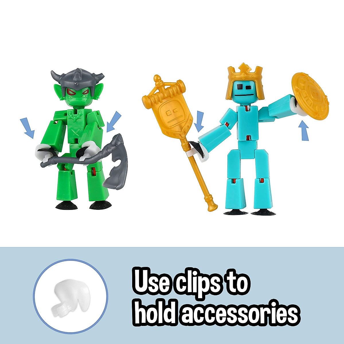Zing StikBot Theme Pack Medieval Pack - Collectible Action Figures and Accessories, Stop Motion Animation, Ages 4 and Up (Pack A)