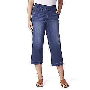 JAG Jeans Women's Eliana Wide Pull on Crop Trouser, mid Indigo, 4