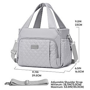 Artelaris Lunch Bag for Women, Insulated Lunch Box for Work, Large Leakproof Cooler Purse with Side Pockets & Removable Shoulder Strap Women's Lunch Tote Bag for Picnic Beach Cute Lunch Bags (Gray)