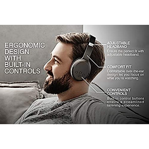 Brookstone AirPhones Wireless RF Over Ear Headphones with Wireless Transmitting Audio/Charging Dock, 10 Hrs Playtime, Deep Bass 40mm Driver, Comfortable Ear-Pads, for TVs, Phones