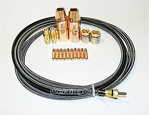 WeldingCity MIG Welding Gun .035" Accessory Kit M37L (Contact Tip-Gas Nozzle-Gas Diffuser-Wire Liner) for Miller MIGmatic M-series M-25/M-40 and Hobart MIG Guns