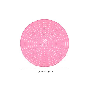 Silicone Baking Mat Cake Mat Silicone Cake Mat Silicone Baking Mat with Measurements for CakeTurntable Stand Non-Stick Heat Resistant Pastry Baking Sheet -Pink