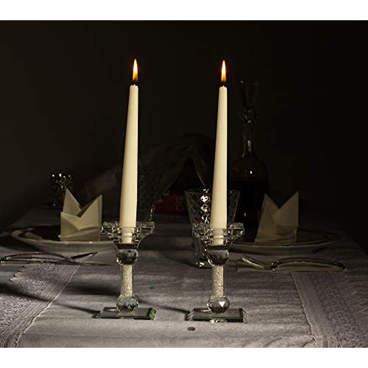 Hyoola Tall Taper Candles - Tapered Candles - Ivory Dripless Candle Sticks - 8 Inch (20cm) - 7 Hour Burn Time (30-Pack)