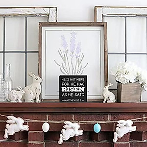 He Is Risen Easter Decorations For The Home, Religious Wooden Table Signs Block Christian Easter Decor, Farmhouse Easter Decor For Tiered Tray, Rustic Easter Gifts For Family Office Classroom