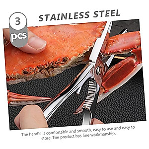 DOITOOL 3pcs Crab Eating Tool Household Tool Set Stainless Steel Forks Oyster Crackers Crab Crackers Nut Crackers Seafood Opener Tools Crab Leg Clamp Efficient Crab Tong Crab Leg Crackers