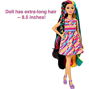 Barbie Totally Hair Doll, Heart-Themed with 8.5-Inch Fantasy Hair & 15 Styling Accessories (8 with Color-Change Feature)