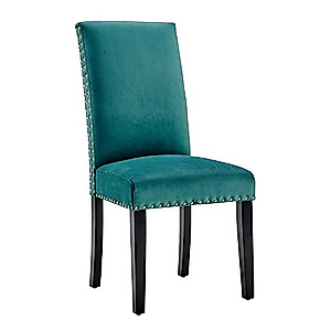 Modway Parcel Performance Velvet Dining Side Chairs - Set of 2, Teal