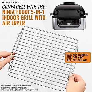 Air Fryer Rack and Reusable Liners For Ninja Foodi Grill 5-in-1 AG301 4qt, Airfryer Accessories, Replacement for Parchment Paper, Heat Resistant Mats and Stainless Steel Cooking Rack by INFRAOVENS