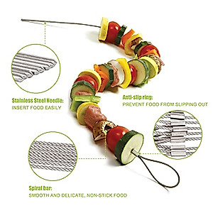 QQPOLE 29Inch Flexible BBQ Skewers for Grilling, Stainless Steel Easy Flip Barbecue Skewers 29" Set of 8 Pack Reusable Kabob Skewers