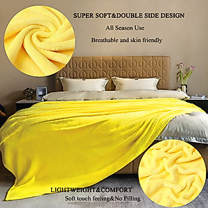 JIAHANNHA Yellow Fleece Throw Blanket 50"x60" for Adults, Super Soft Cozy Plush Velvet Throw Blanket for Couch Sofa Bed,Warm and Lightweight