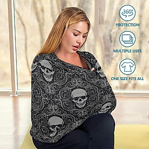 Nursing Cover Breastfeeding Scarf Skull Pattern- Baby Car Seat Covers, Stroller Cover, Carseat Canopy (m)