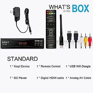 Koqit V5H H.265 Free To Air FTA Satellite Receiver DVB-S2 Satellite TV Receiver HEVC DVB S2 Galaxy 19 Receivers Sat DVB Finder Meecast Biss PVU YouTube TV Decoder DVB2IP Box