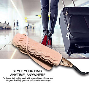 Sygile 11" X 7.5" Large Size Heat Resistant Silicone Travel Mat for Hair Styling Tools, Hair Straighteners, Curling Irons, Flat Irons, Hot Iron Holster for Vanity Salon Pad Cover - Blush Pink